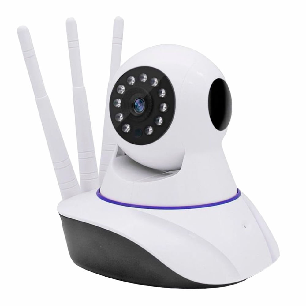 Câmera IP Wifi 3 Antenas HD 720P - Acesse imagens por APP - Microfone ...
