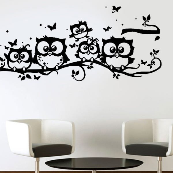 Adesivo de Parede Corujinhas na Árvore - G 58x125cm | MadeiraMadeira