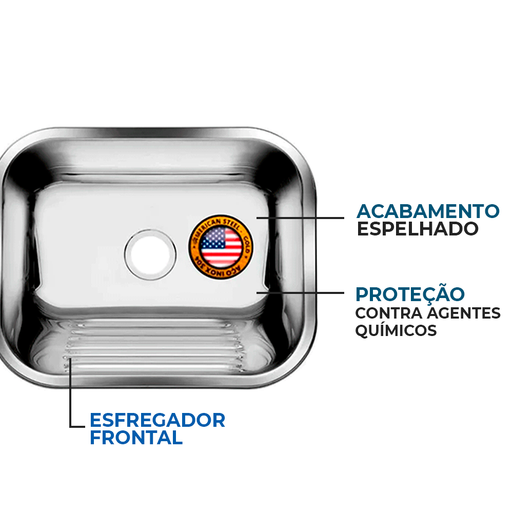 Tanque Inox 50X40 - Sobrepor E Embutir +Válvula | MadeiraMadeira