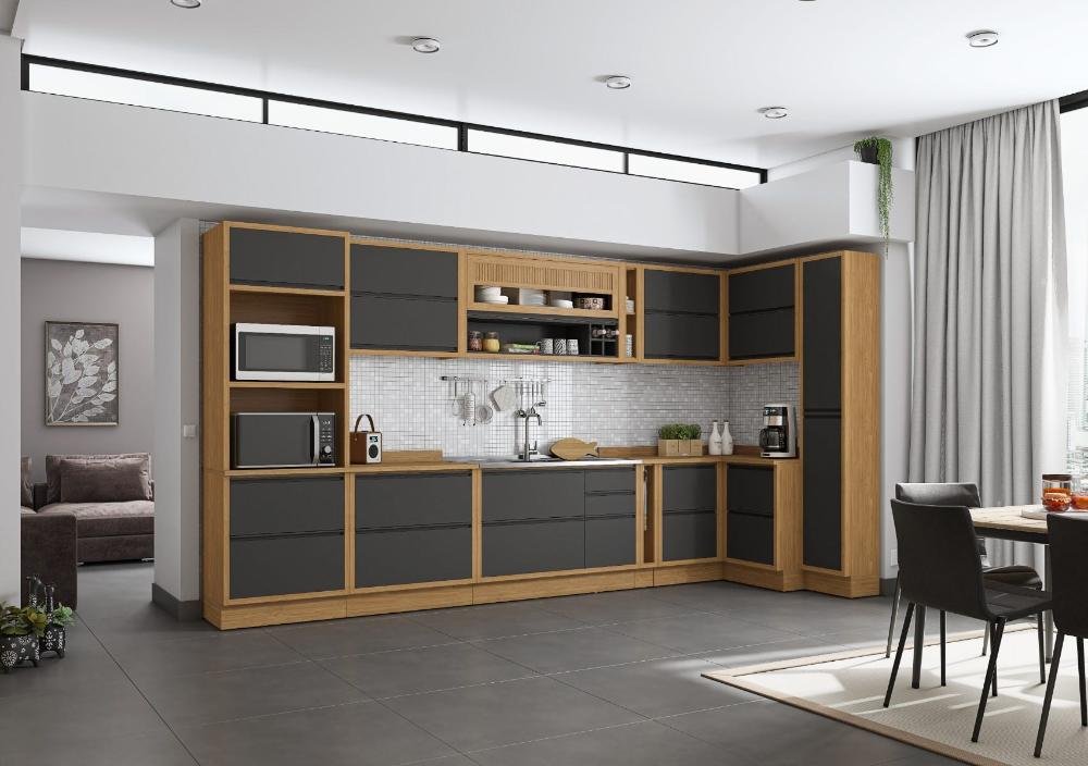 Cozinha Itatiaia Lisboa - 10 Peças - Grafite | MadeiraMadeira