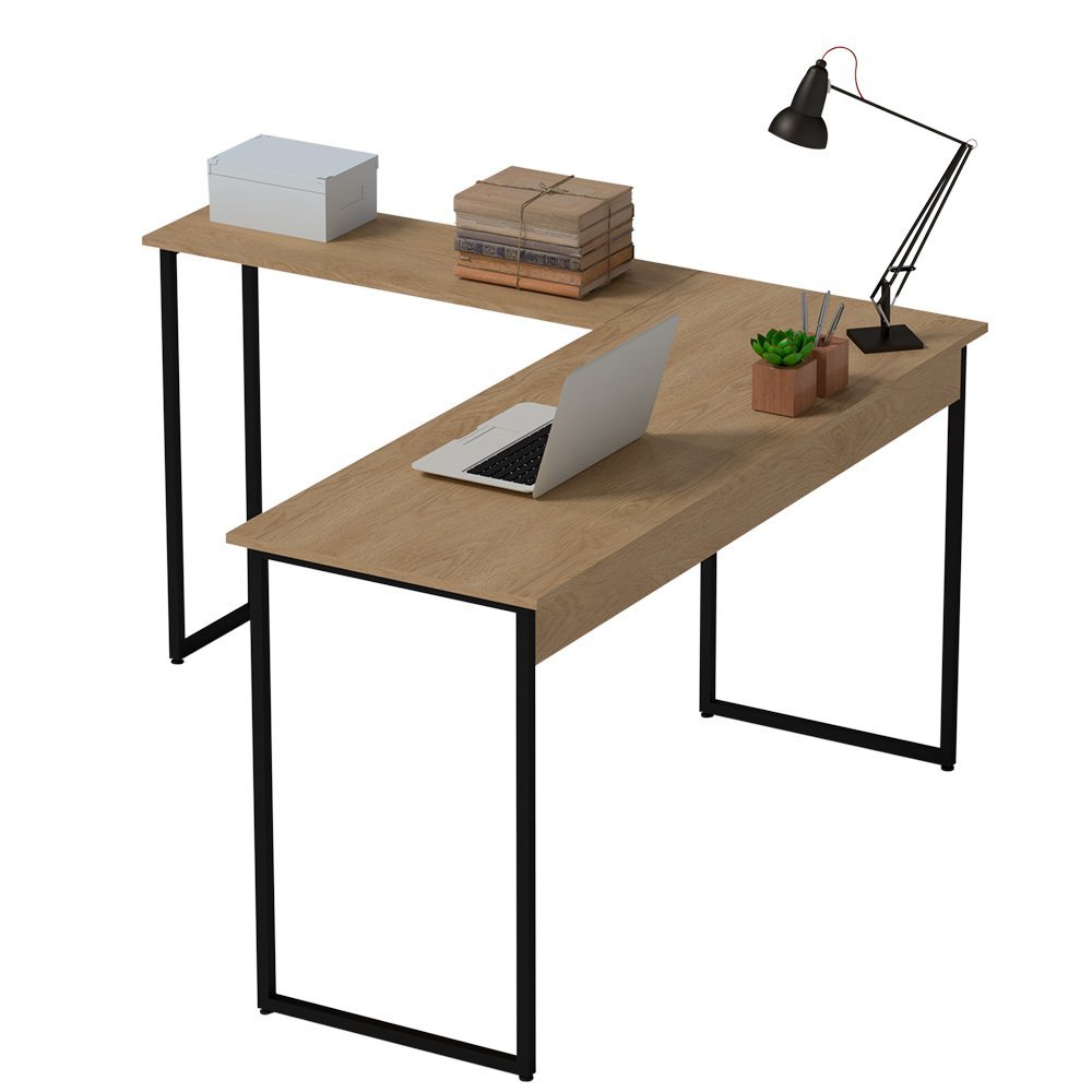 Escrivaninha Smart, formato L Estilo Industrial | Aveiro - Preto ...