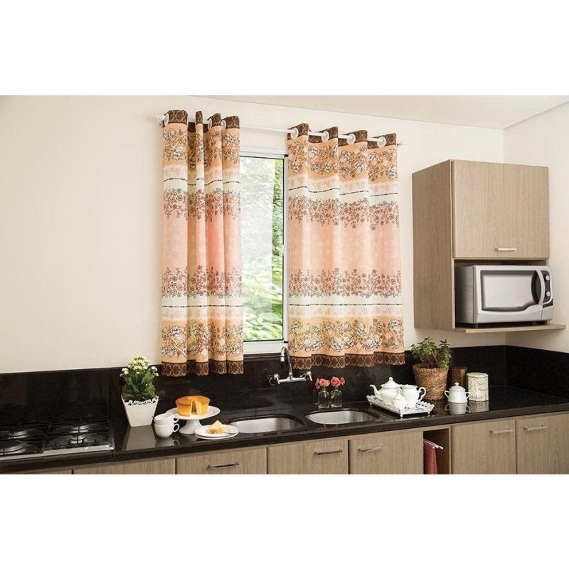 Cortina de Cozinha Estampada 140X140 Lepper - | MadeiraMadeira