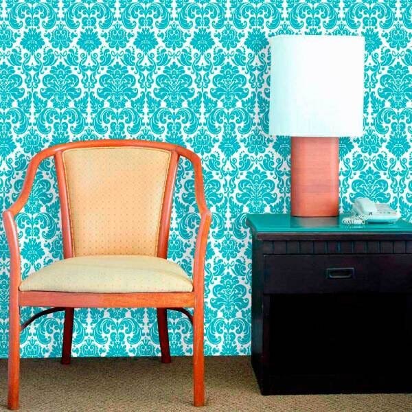 Papel de Parede Lavável Clássico Arabesco ca0069 Imperio Azul bebe ...