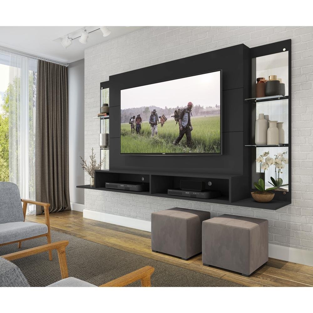 Painel com Espelho para TV até 60" Multimóveis Nairóbi FG3150 Preto ...