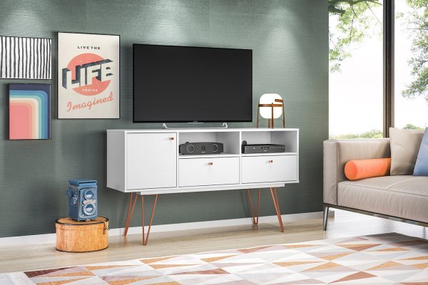 Rack Para Tv 60 Polegadas Retro Metal Alasca Azul Navy/Freijo Ac | MadeiraMadeira