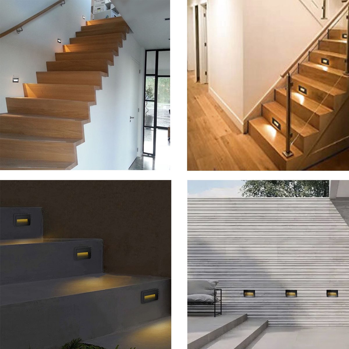 6 Balizador 3W Led Externo Preto Embutido Retangular Lup52 | MadeiraMadeira