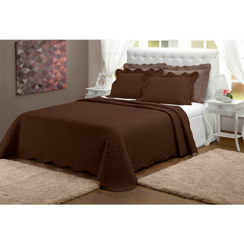 Cobre Leito Camille Queen 03 Peças - Tabaco | MadeiraMadeira