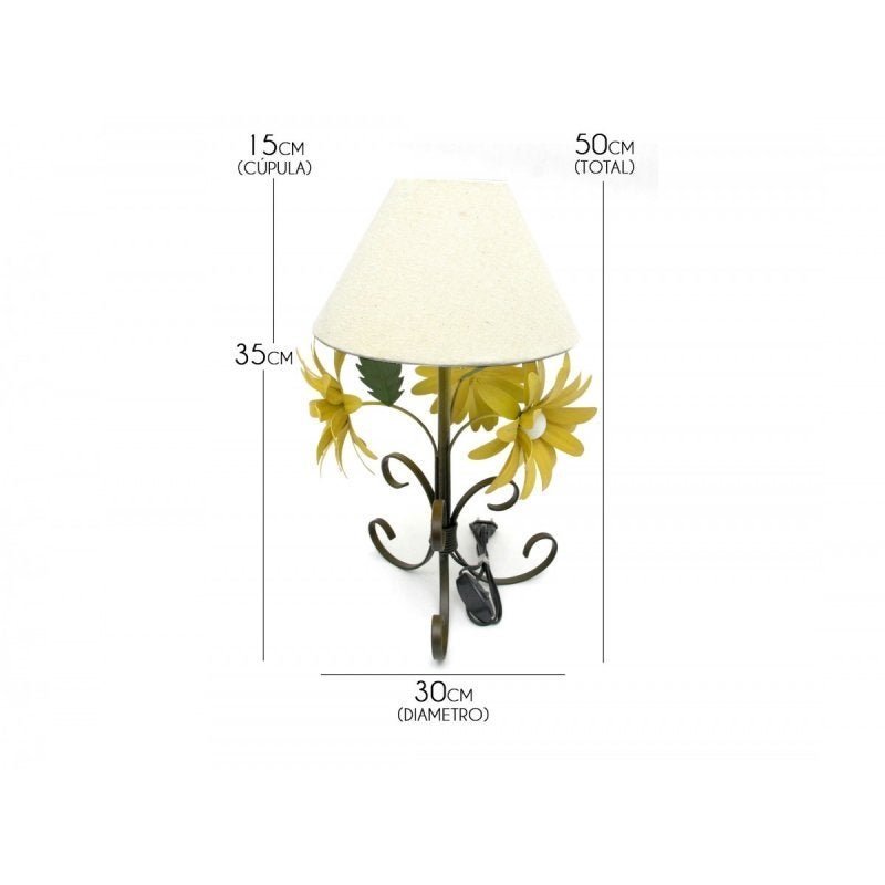 Abajur Rustico Quarto de Casal em Ferro Artesanal com Flores - Amarelo ...