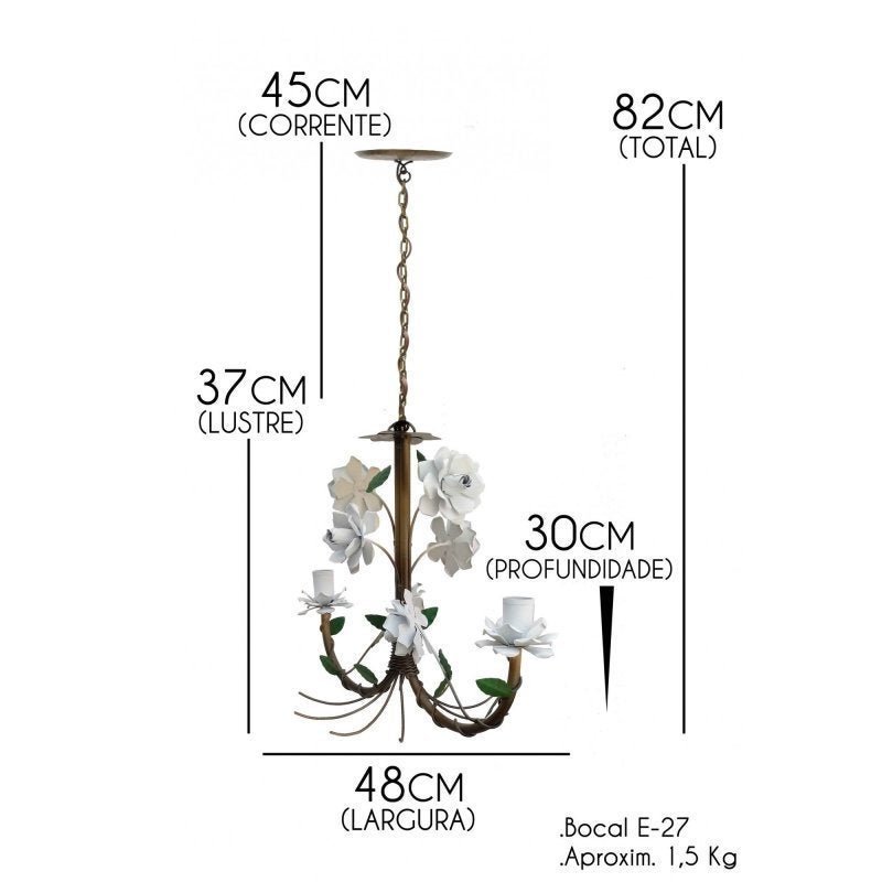 Luminária de Ferro Artesanal Rustica com Flores Pequena para Salinha de ...