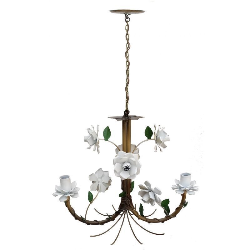 Luminária de Ferro Artesanal Rustica com Flores Pequena para Salinha de ...