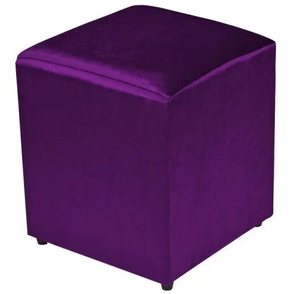 Puff Quadrado Decorativo Tecido Roxo Brilho | MadeiraMadeira