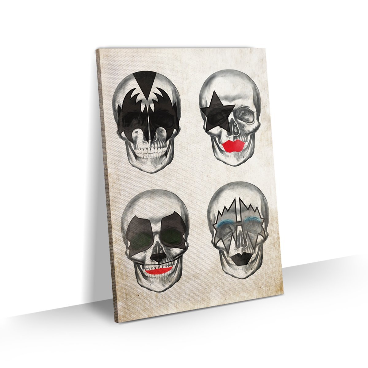 Quadro Banda Rock Grande Kiss Caveiras Tela Canvas 90x60 | MadeiraMadeira