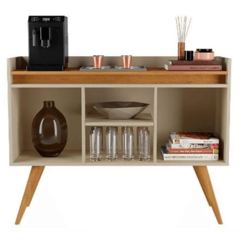 Aparador Buffet Retrô 3 Portas Pérola/mel Gold Primus | MadeiraMadeira