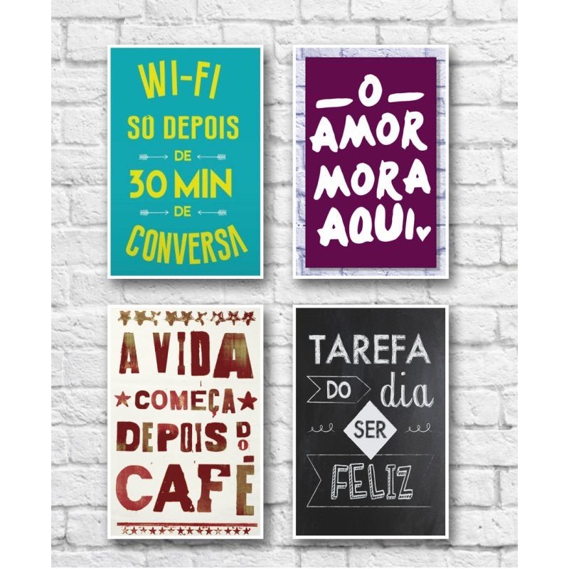 Kit Placas decorativas de Frases - 04 Placas | MadeiraMadeira