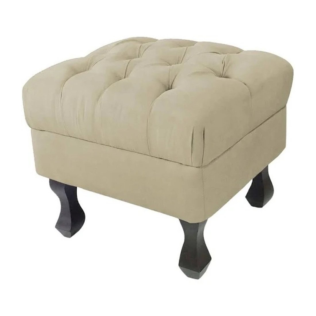 Puff Retrô Luiz XV Retangular Suede - Bege | MadeiraMadeira