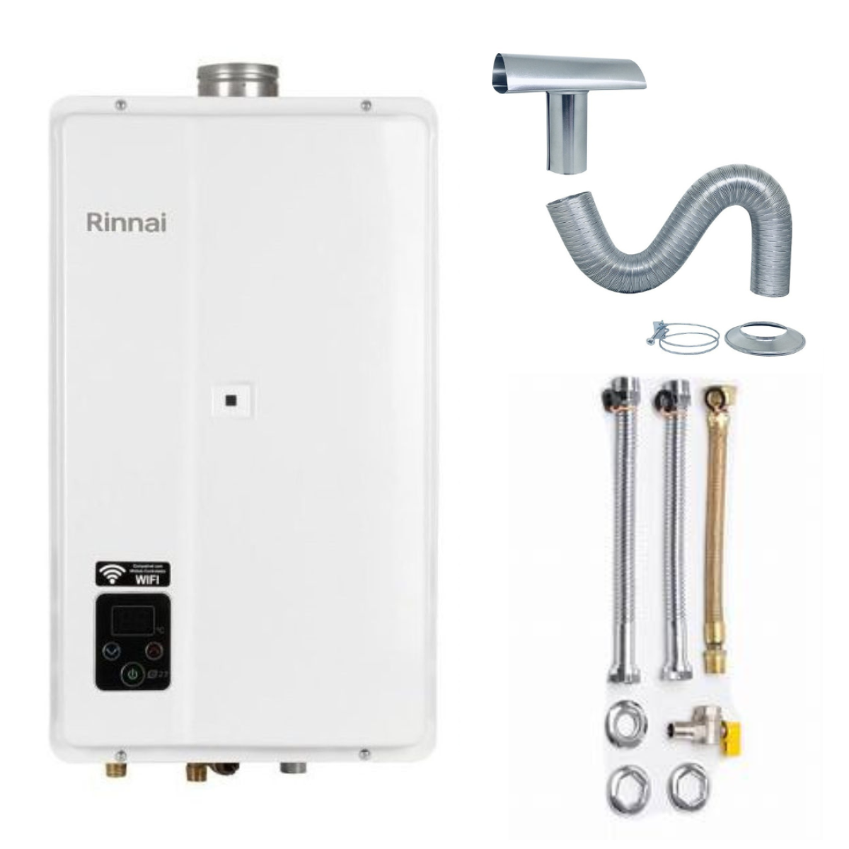 Aquecedor De Água a Gás Rinnai REU E27 FEH 27 Litros Branco KIT COMPLETO:GLP | MadeiraMadeira
