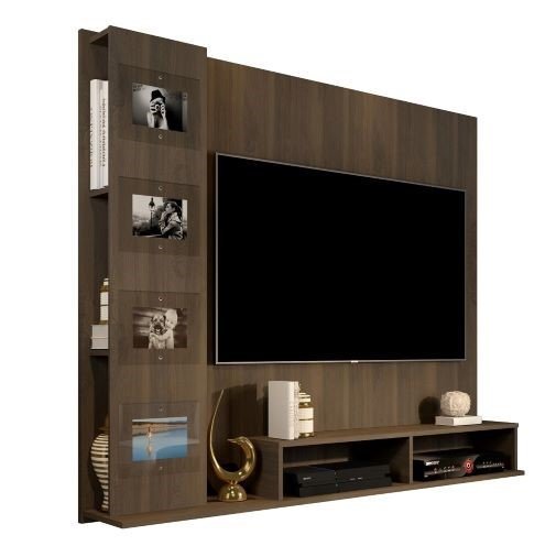 Painel Suspenso Home TV Até 50 Polegadas 2 Nichos Prateleiras E 4 Porta ...