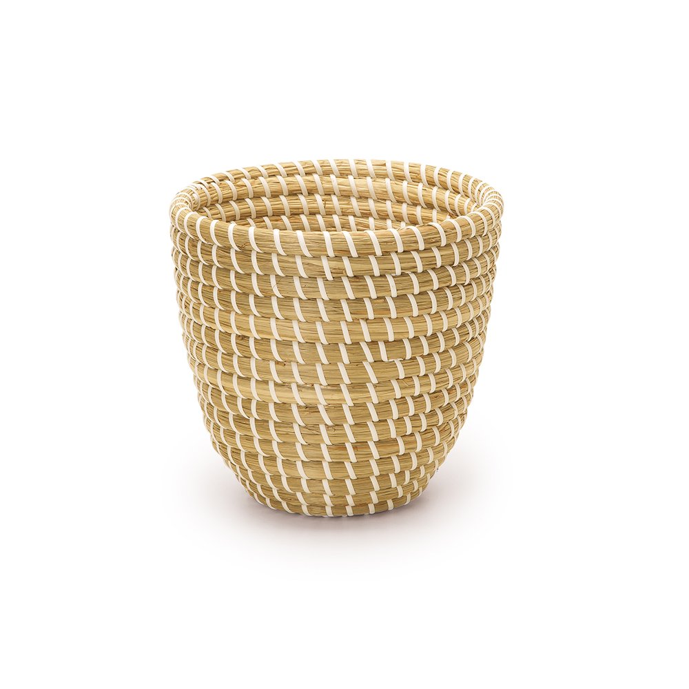 Cachepot em fibra natural com detalhes Branco | MadeiraMadeira