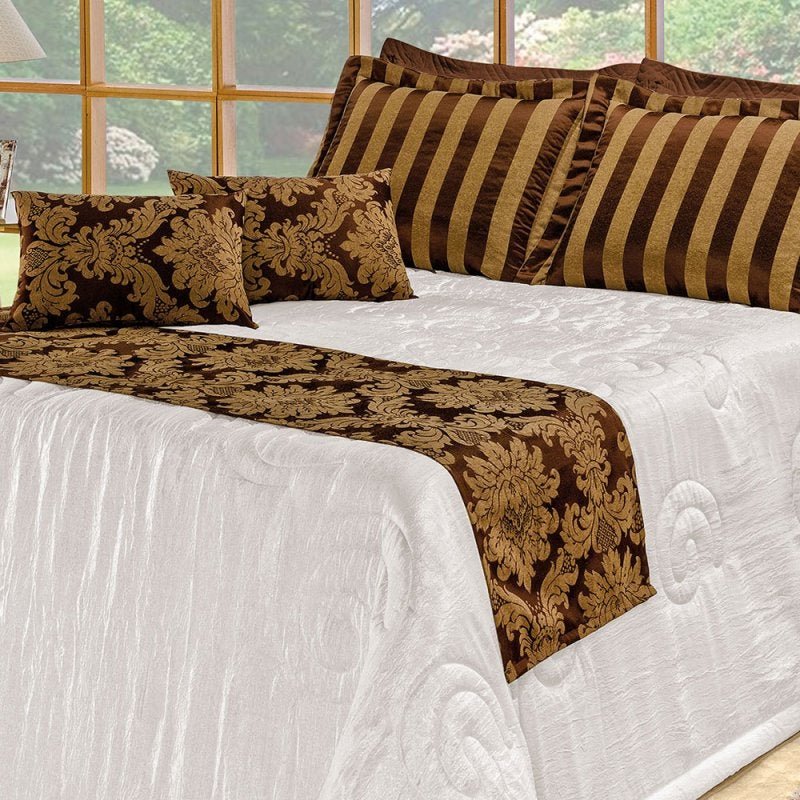 Kit Colcha King Size Viena 12 Peças com Almofadas Tabaco | MadeiraMadeira