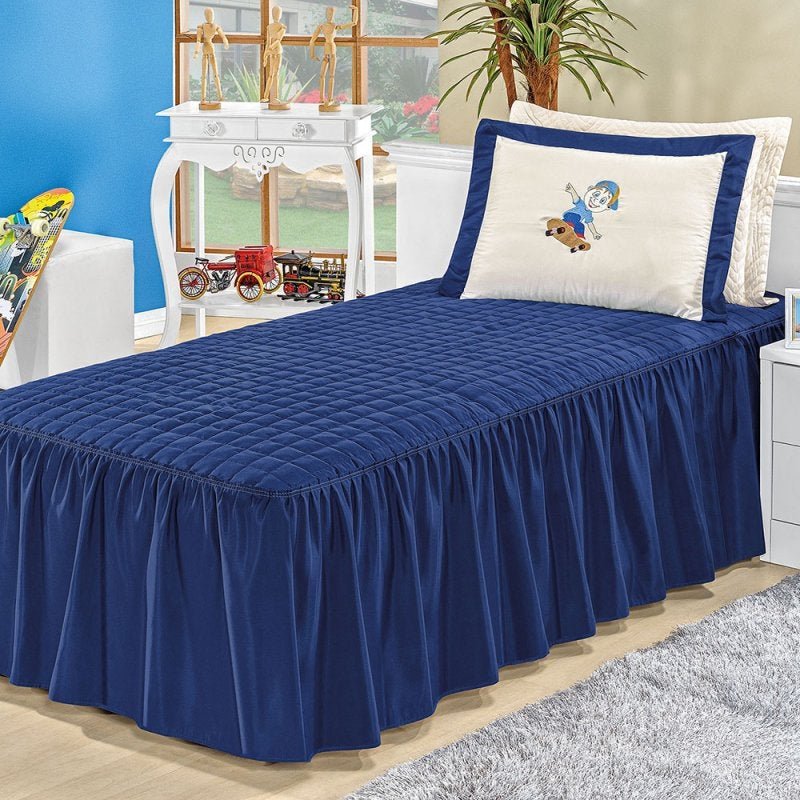 Kit Colcha Solteiro Skateboy 4 Peças com Passadeira Azul | MadeiraMadeira