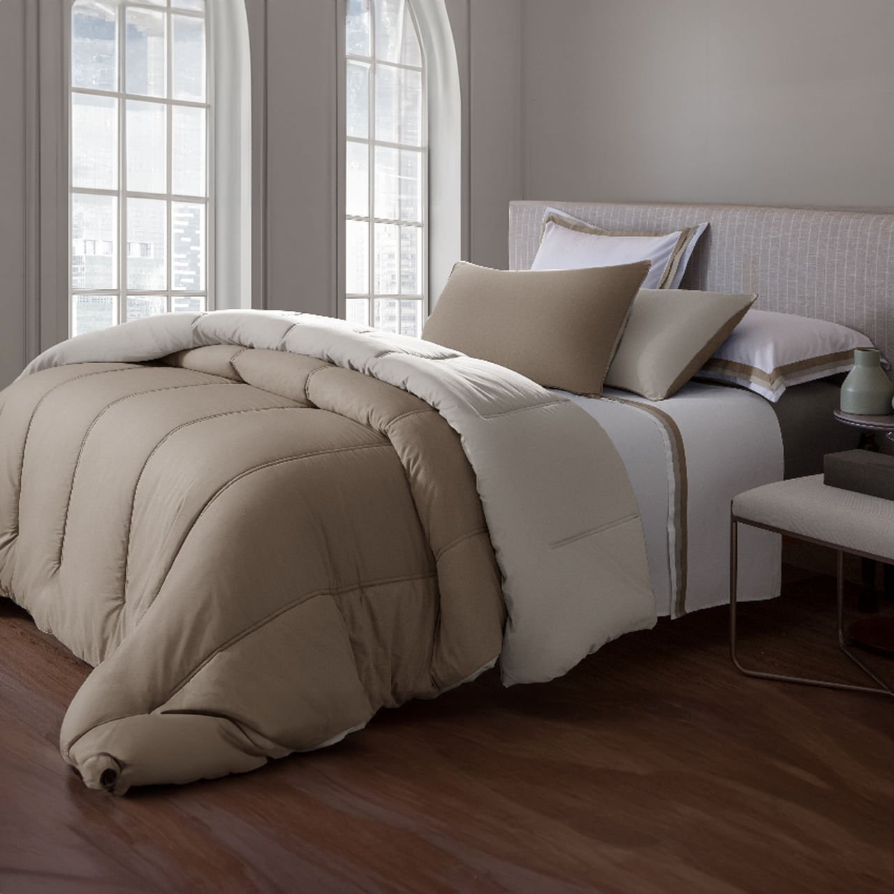 Kit Edredom King Conforter Duo - Naturalle Fendi / Amendoa | MadeiraMadeira