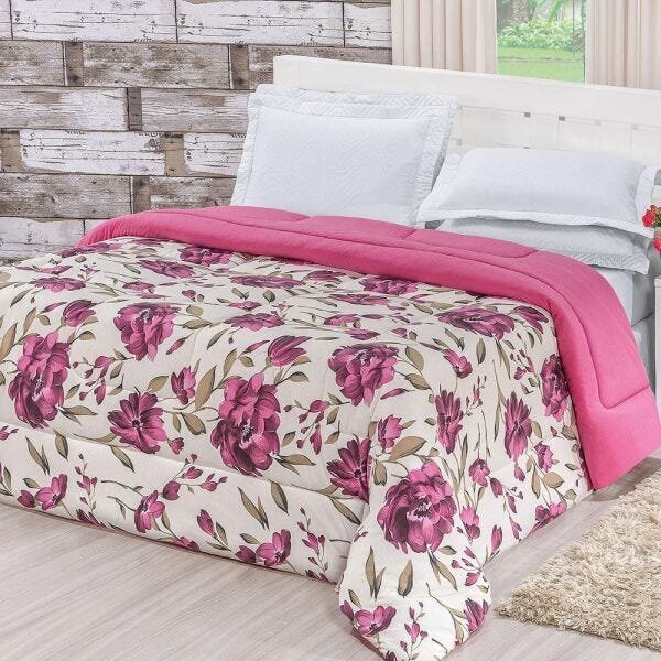 Kit Edredom Queen Quality 9 Peças com Jogo de Cama Pink | MadeiraMadeira