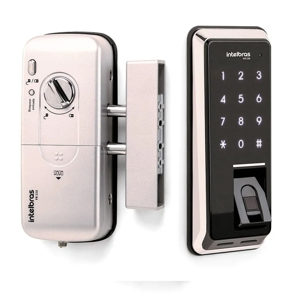 Kit 2 Fechaduras Digital de Sobrepor com Biometria Intelbras Fr220 | MadeiraMadeira