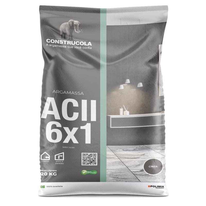 Argamassa AC2 6x1 Multifuncional Cinza 20kg - Construcola | MadeiraMadeira