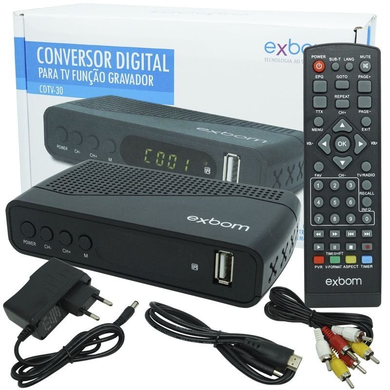 Receptor Conversor TV Digital Full Hd Função Gravador USB HDMI RCA ...