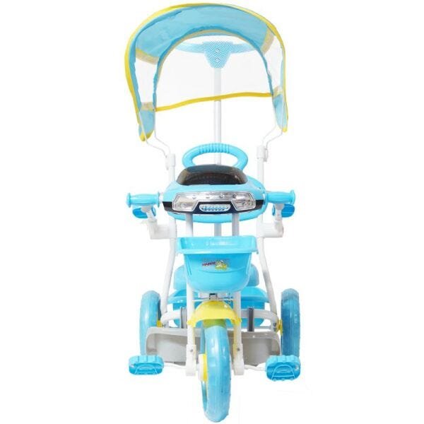 Triciclo Motoca Infantil Passeio com Empurrador Pedal Luz Som Capota ...