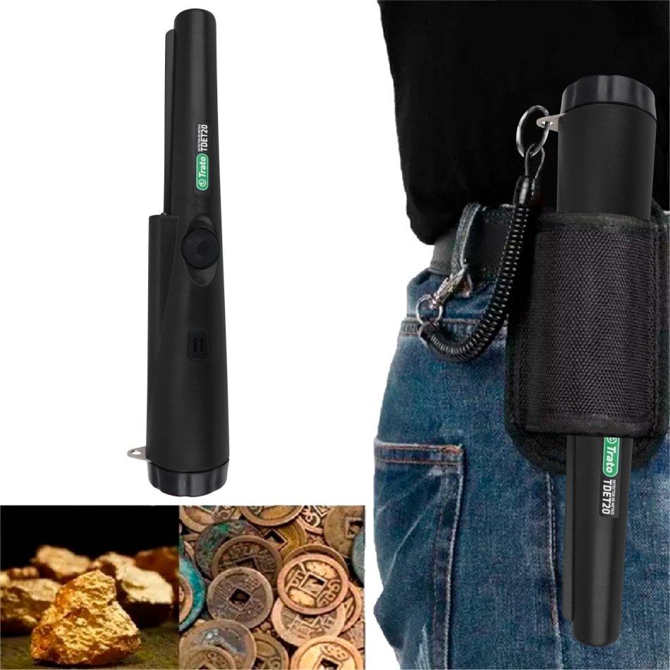 Detector de Metais Manual Portátil Tdet20 Trato - Preto | MadeiraMadeira
