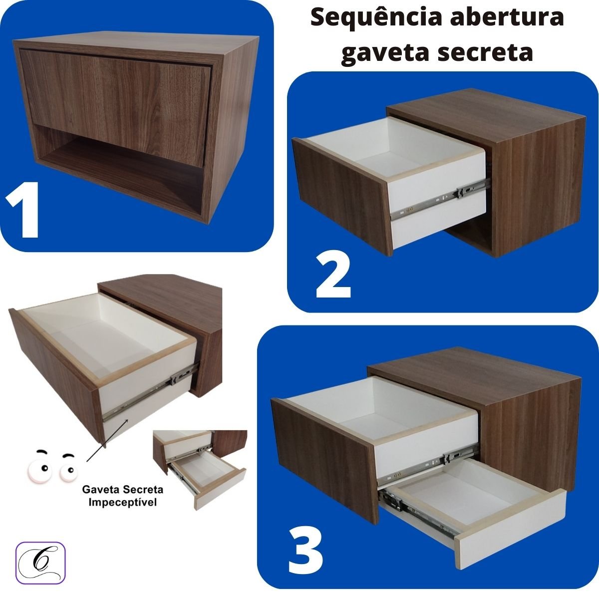 Compartimento Secreto em Mesa de Cabeceira c/ Abertura Lateral Mão ...