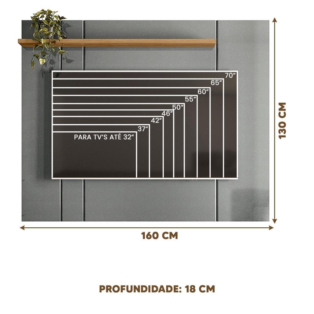 Painel Para Televisão 70 Polegadas Cinza Perolizado E Freijó Kiev Lukaliam | MadeiraMadeira