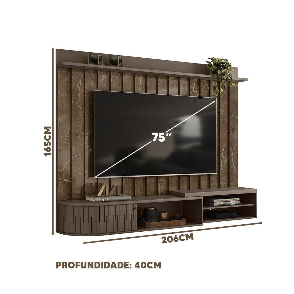 Painel Suspenso para Tv de até 75 Polegadasródape Imperial Sépia ...