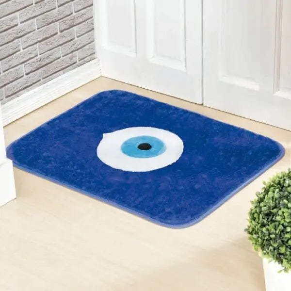 Tapete Capacho para Porta 68cm x 48cm Olho Grego Azul | MadeiraMadeira