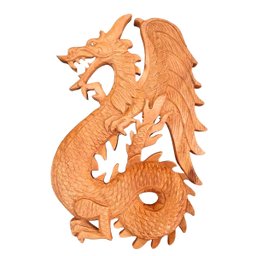 Entalhe De Dragão De Madeira Teca 28cm Madeiramadeira