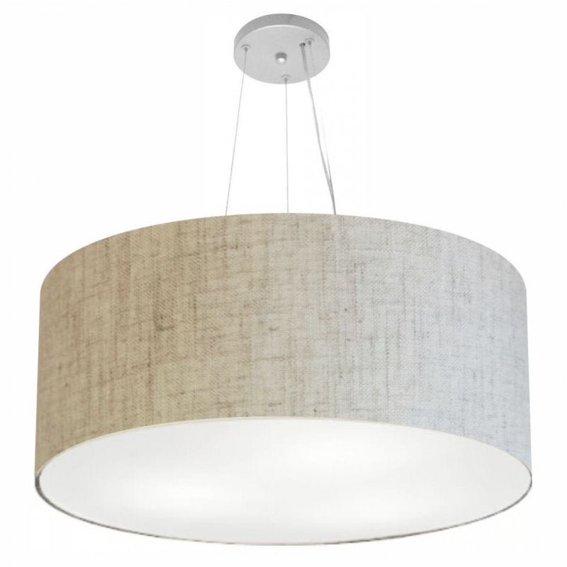 Lustre Pendente Cilindrico Md-4135 Cupula Tecido 70x30cm Rustico Bege ...