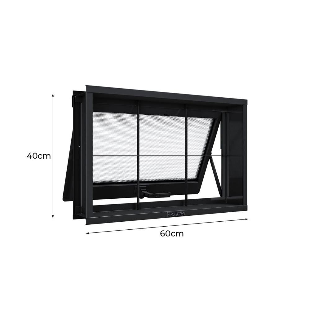 Janela Basculante Máximo-Ar 40x60 Com Grade Quadrada Riobras Preta ...
