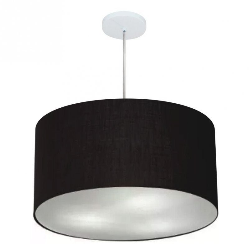Lustre Pendente Cilindrico Md-4215 Cupula Tecido 55x30cm Preto ...