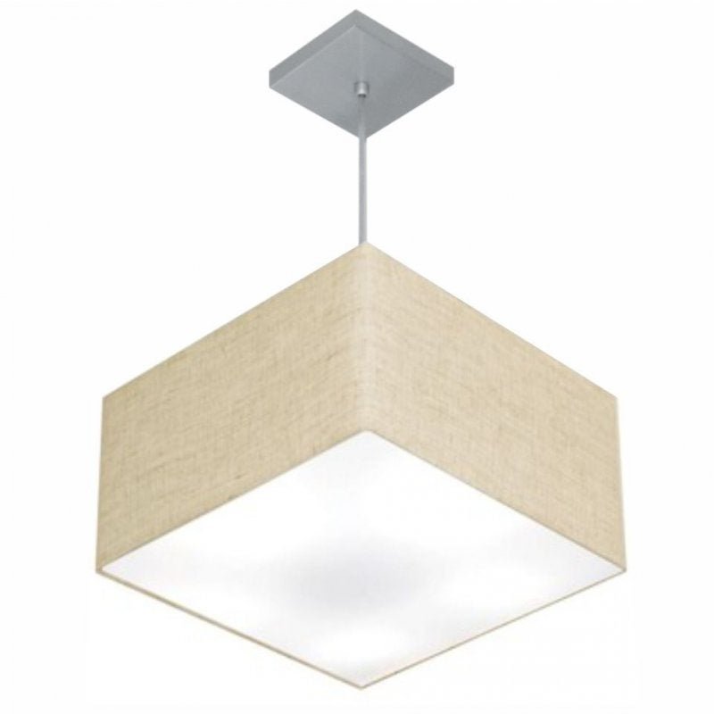 Lustre Pendente Quadrado Md-4020 Cupula Tecido 21/35x35cm Rustico Bege ...