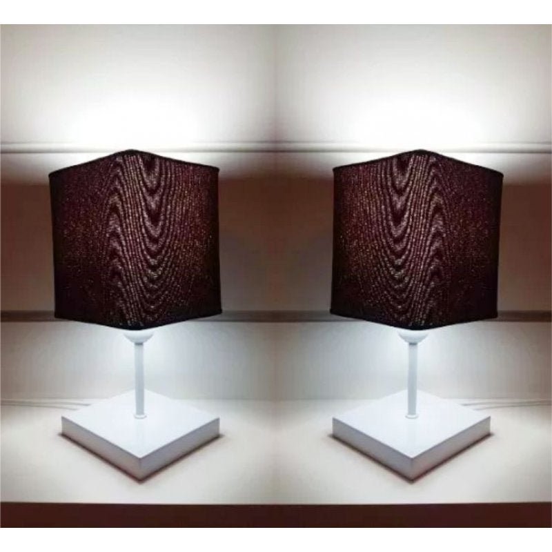 Kit de 2 Abajures Quadrado de Mesa Md-2008 Base Branca Cúpula Tec 15 ...