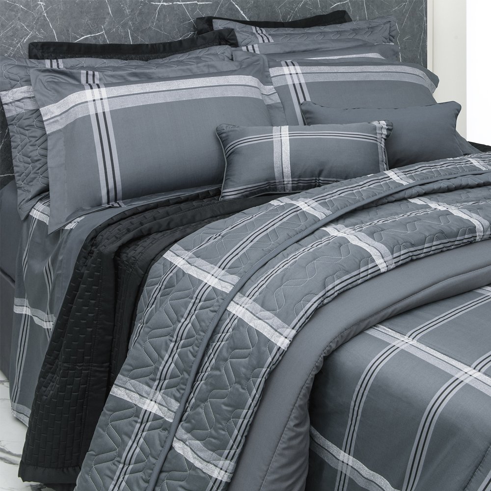 Edredom Satinée Rion 300 Fios - 100% Algodão - Rion Granito - Solteiro ...