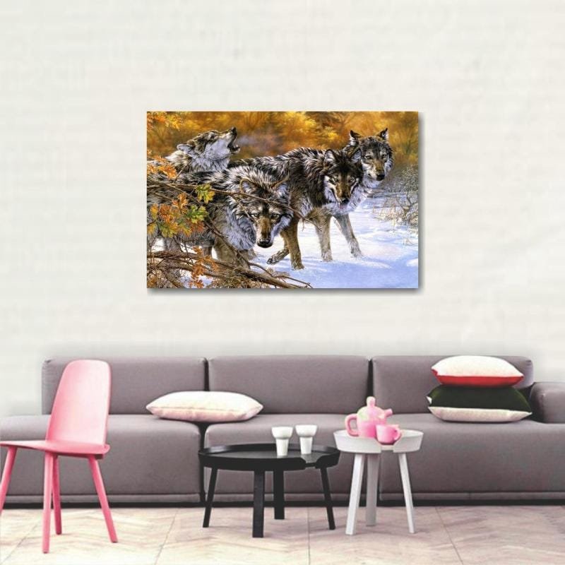 Quadro de Lobos decorativo Para Sala Quarto Escritórios | MadeiraMadeira