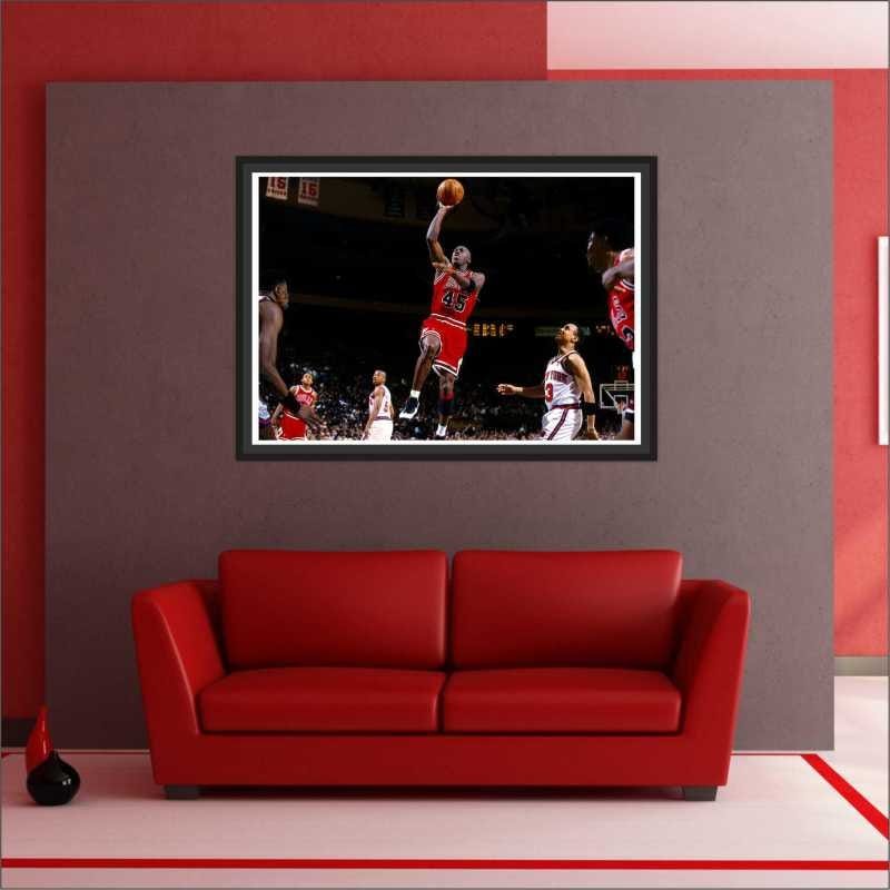 Quadro Decorativo Basquete Michael Jordan Com Moldura G4 | MadeiraMadeira