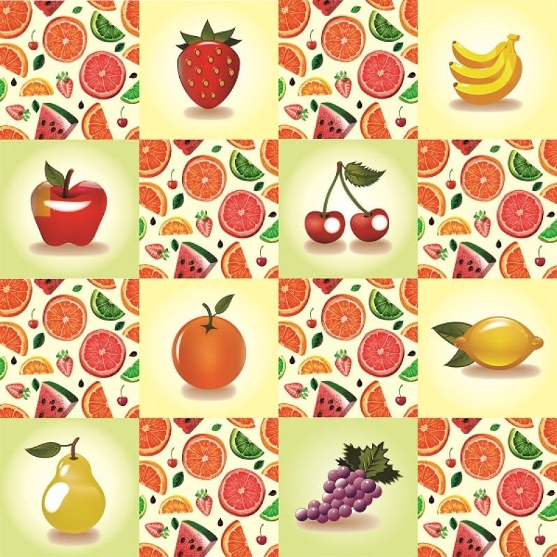 Adesivo de Azulejo Cozinha Frutas 2- 16 unidades de 15x15cm ...