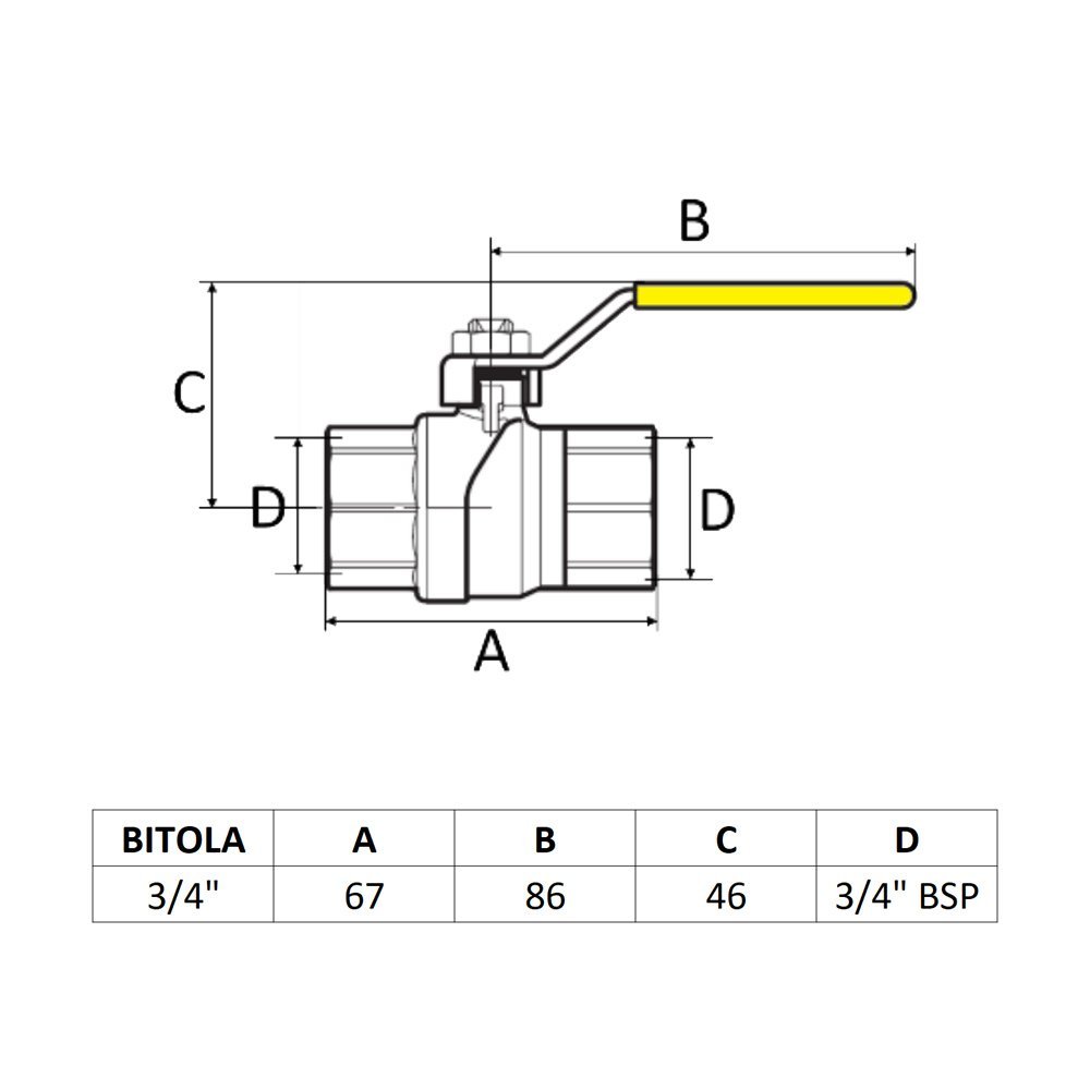 Valvula de Esfera Femea para Gas com Alavanca 3/4" Amanco Amanco Wavin ...