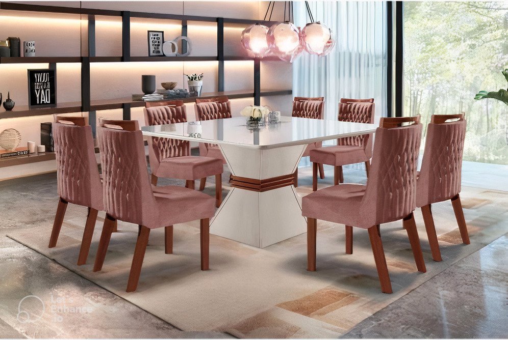Conjunto Sala De Jantar Mesa Em Cronos Castanho e Off White Premium Em ...