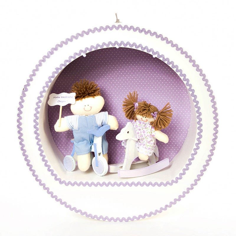Nicho 3 Leds Menina com Irmão Lilás Quarto Bebê Infantil Menina Menino ...