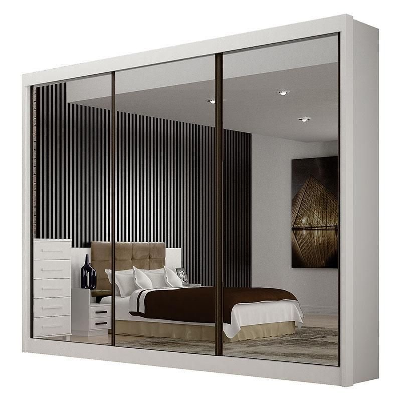 Guarda Roupa Casal 3 Portas 3 Espelhos São Paulo Gold Branco – Leifer ...