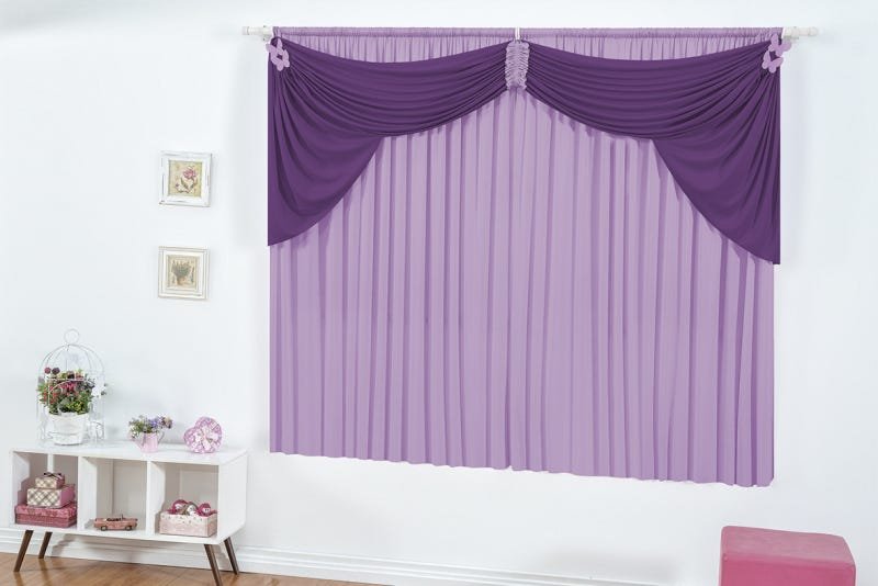 Cortina Infantil de Janela Borboleta 2m Roxo com Lilás II | MadeiraMadeira